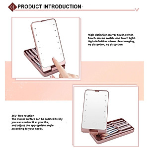 FQYYDD Illuminated Makeup Mirror Portable Mini Led Makeup Mirror Touch Screen Rotates The Makeup Brush Storage Box