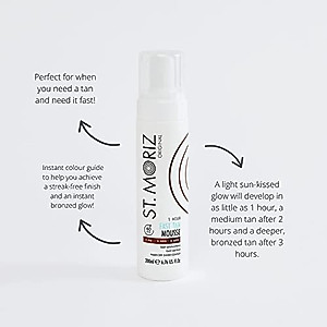 St Moriz Original 1 Hour Fast Tan Mousse | Fast Drying Vegan Express Fake Tan | 1 Hour for Light Glow, 2 Hours for Medium Glow, 3 Hours for Dark Glow | 200ml
