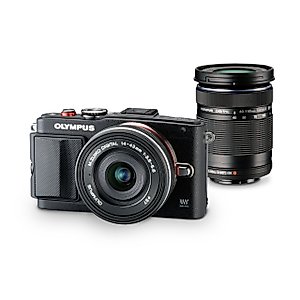 Olympus Mirrorless SLR E-PL6 with ED 14-42mm f/3.5-5.6 EZ and ED 40-150mm f/4.0-5.6 Lens Kit (Black) - International Version
