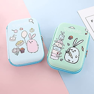 Bunny Pencil Case Holder for Boys Girls Kids, Cute EVA Pen Marker Pouch Stationery Box Anti-Shock Large Storage Capacity Multi-Compartment for School KG APHA Green