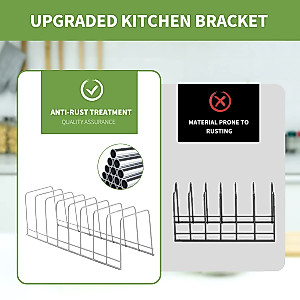 4Pcs Plate Organizer for Cabinet,Pot Lid Organizer Pot Lid Rack Holder Rest Storage for Cutting Boards,Bakeware,Cooling Racks,Pots & Pans,Serving Trays and Reusable Containers(Stainless Steel)