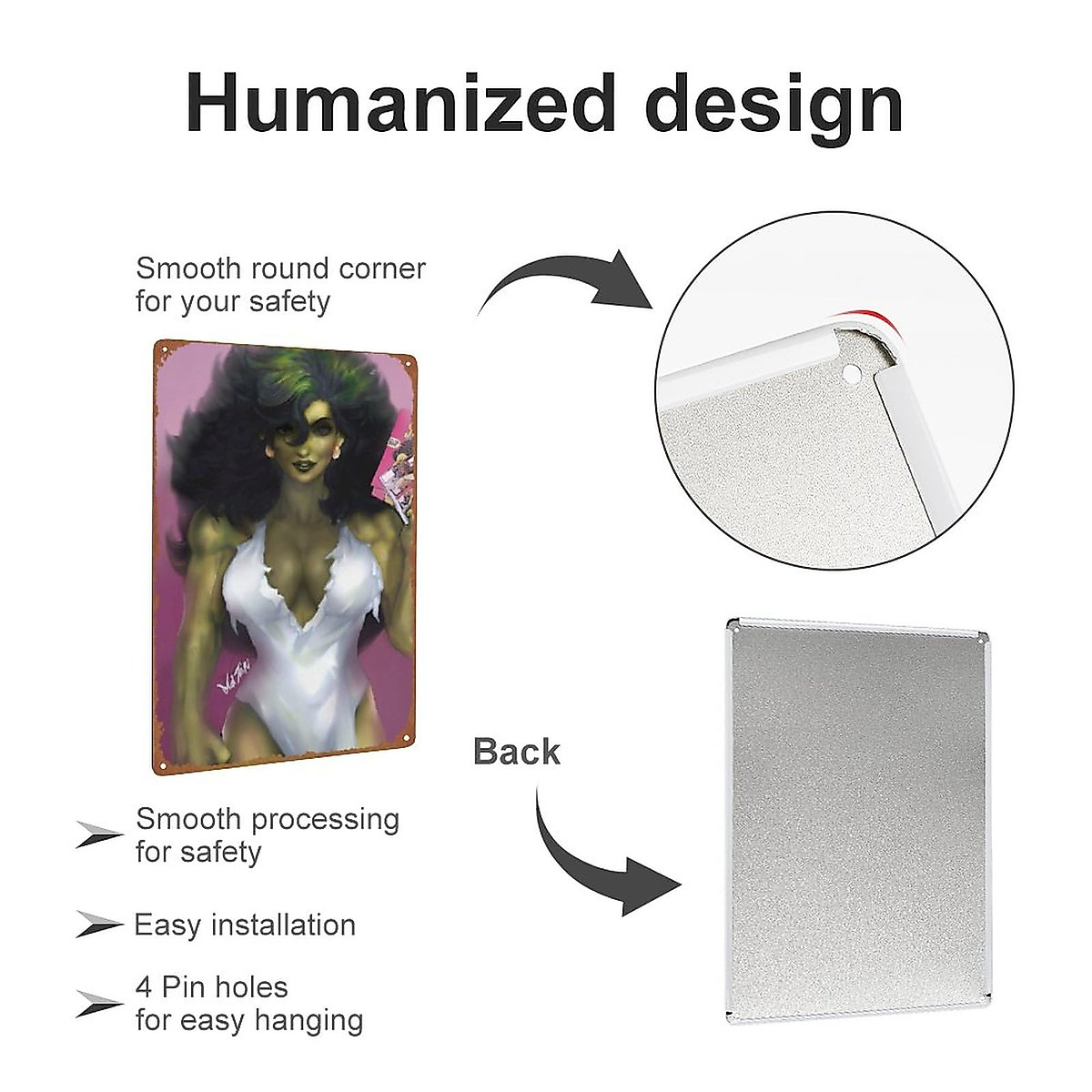 She-Hulk (John Bryne/The Savage She-Hulk inspo) Poster Sign Metal Tin Sign Wall Art Decor - Retro Sign for Home Decor Gifts - 8x12 Inch