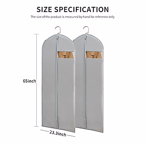 Dress Bags for Gowns Long, 65'' Long Dress Clear Garment Bag(Set of 2, 23.3'' X 65'' )