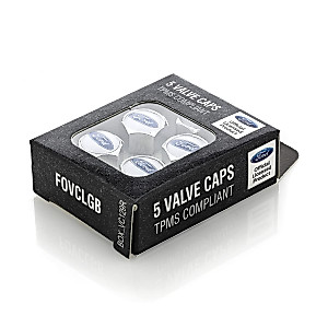 License Frame Inc. Ford Blue Logo Chrome Valve Cap Covers
