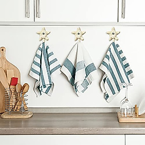 Decorative Wall Hooks 3pcs Wall Hooks Sea Star Shape Wall Mounted Decorative Hooks Coat Clothes Hooks Key Hat Hooks towel Robe Hooks Wall Hangers nautical beach coastal wall decorations ornaments