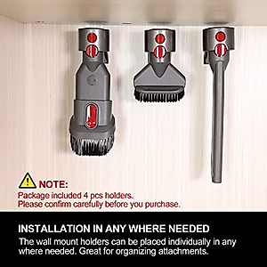 LANMU 4 Pack Wall Mount Accessory Holder Compatible with Dyson V15 V12 V11 V10 V8 V7 Outsize Gen5 Vacuum Cleaner, Attachments Organizer, Not Fit V12 V15 Motorized Tools