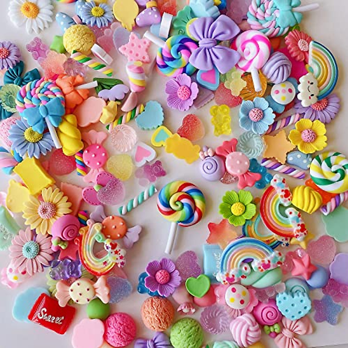 200 Pcs Charms Cute Set, Mixed Resin Charms Bulk Set Ornament Scrapbooking (200)