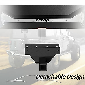 OEDRO Rear Bumper w/Tire Carrier Compatible for 2007-2018 Jeep Wrangler JK & Unlimited JKU, Off Road Full Width Back Bumper w/Hitch Receiver & D-Rings & Reflective Armor
