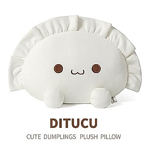 Ditucu Cute Dumpling Plush Pillow Funny Food Soup Dumpling Plushie Kawaii Stuffed Aniamls Toys Hugging Gifts for Kids White 14 inch