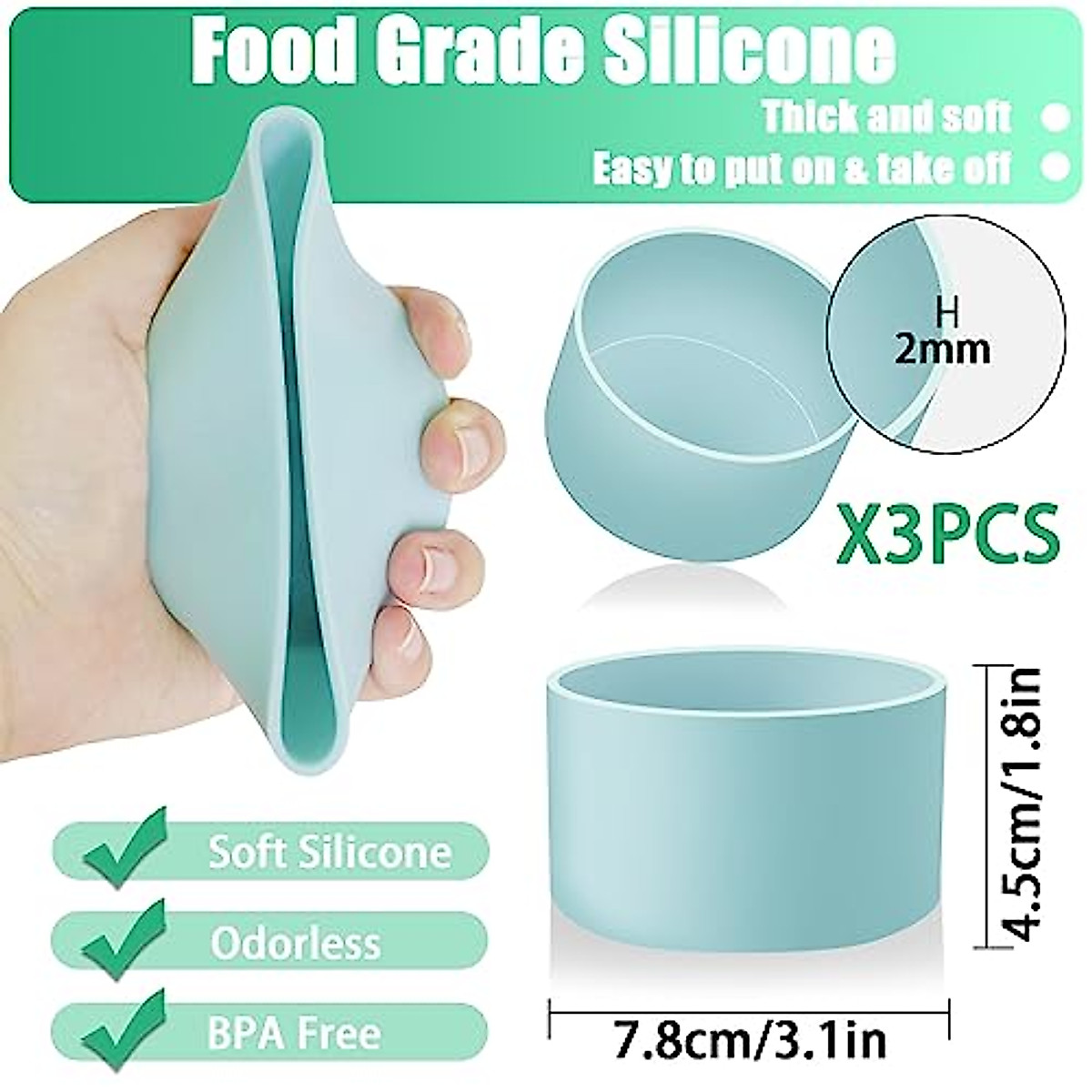 3Pcs Silicone Boot Sleeve For Stanley Quencher Tumbler 30 Oz 40 Oz & IceFlow 20oz 30oz & Hydro Flask Water Bottle 12-24oz,Protective Water Bottle Cup Bottom Bumper Cover For Stanley Cup Accessories.