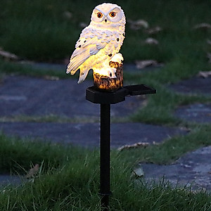 OriginalSourcing Solar Garden Lights Garden Statues LED Owl Solar Lights Waterproof Owl Lamp Outdoors for Garden Decor (White)