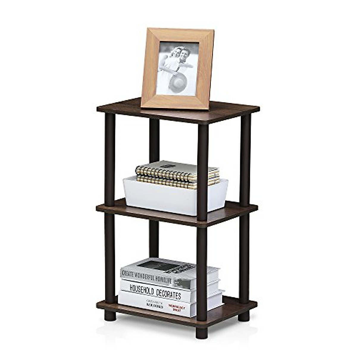 FURINNO Turn-N-Tube 2 Space Shelf, Walnut/Brown