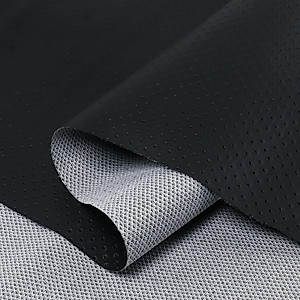 Black Soft Semi Perforated Leather Fabric 0.6mm Faux Marine Vinyl Leather Sheet Breathable & Wear Resisting for Vehicle Interior,Furniture Seats,Hand Made (5yard)