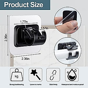 8 Pieces Self Adhesive Curtain Rod Bracket, No Drill Drapery Hooks Holder, Plastic Sticky on Curtain Rod Holder for Kitchen, Bathroom, Hotel (Black)