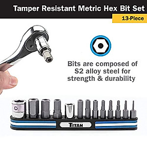 Titan 16136 13-Piece Tamper Resistant Metric Hex Bit Set