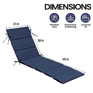 PATIOHIT Lounge Chair Cushions for Outdoor Furniture, Comfortable Chaise Lounge Cushions Set of 2 Patio Chair Cushions Outside UV-Resistant for Lawn, Pool (2, Navy, 72" x 21")