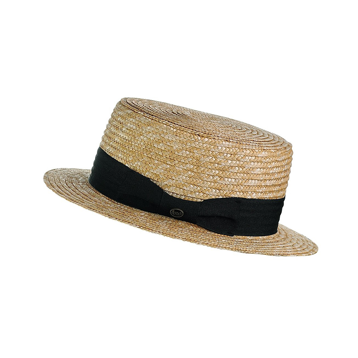 NYFASHION101 Unisex Grosgrain Ribbon Straw Skimmer Boater Hat, Black Band