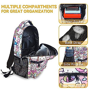 Personalized Unicorn Backpack with Lunch Box Set for Girls Boys, 3 in 1 Primary Middle School Backpacks Matching Combo, Large Capacity, Durable, Lightweight, Pink Bookbag and Pencil Case Bundle