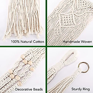 Whonline 6 Packs Macrame Plant Hanger, Plant Hangers Indoor Flower Pot Holder Handmade Cotton White Hanging Planter Basket for Plants Wall Window Outdoor Bedroom Boho Home Decor (6 Sizes)