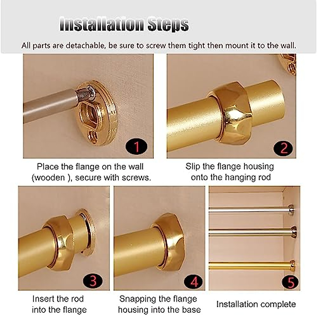 RENLXFI Hanger Bar Wall Mount, Aluminum Alloy Round Closet Rod for Bathroom Wardrobes Windows Balcony, Clothing Garment Rail, with end Supports (Size : 30cm/11.8in)