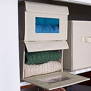 Household Essentials Large Drop Front Shoe Box 2 Pack, Beige