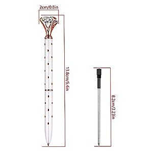 16 PCS Bling Big Crystal Diamond Ballpoint Pen Metal Ballpoint Pens for Office Supplies Gift, Rose Gold/Silver/White With Rose Polka Dots/Rose Gold With White Polka Dots, Includes 16 Pen Refills