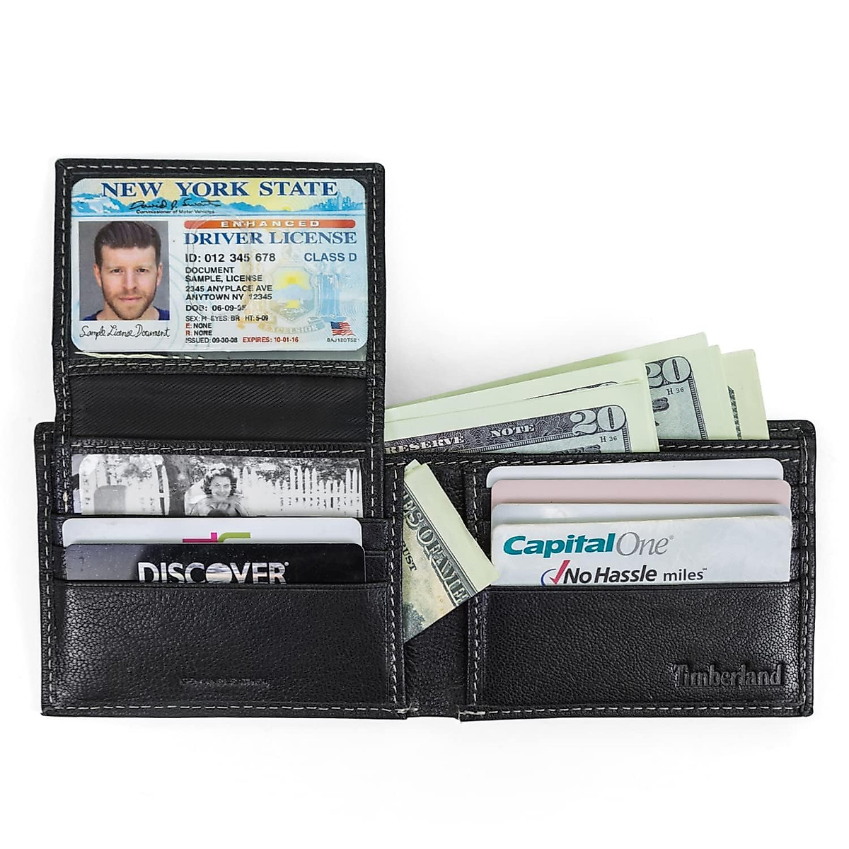 Timberland Men's Leather Passcase Security RFID Wallet, Black, One Size