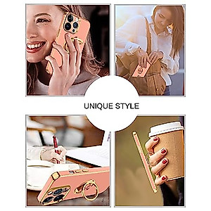 BENTOBEN for iPhone 14 Pro Max Case, Slim Lightweight 360° Ring Holder Kickstand Support Car Mount Shockproof Women Men Non-Slip Protective Case for iPhone 14 Pro Max 6.7", Sand Pink