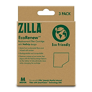 Zilla EcoRenew Filter Cartridges Aquatic Reptile Internal Filter with SmartClean Technology 20G, 3-Pack