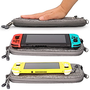 sisma Switch Case Compatible with Nintendo Switch or Switch Lite, Lightweight Soft Travel Carrying Case Storage Pouch Protective Cover, Grey