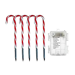 Christmas Candy Cane Lights,Christmas LED Candy Cane Lamp， Festoon Outdoor Home Garden Ground Plug Crutch New Year Xmas Holiday Decor ， Battery Power 5pcs