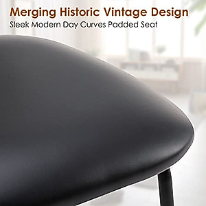 Jaxsen Faux Leather Indoor Kitchen Dining Chairs Set of 4 with Rattan Backrest, Modern Industrial Upholstered Chairs mid Century Metal Dining Chair Suitable for Dining Room Wine Coffee Bar, Black,18"