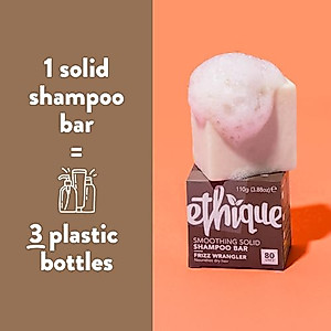 Ethique Frizz Wrangler - Smoothing Solid Shampoo Bar for Dry & Damaged Hair - Vegan, Eco-Friendly, Plastic-Free, Cruelty-Free, 3.88 oz(Pack of 1)