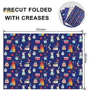 PlandRichW Birthday Wrapping Paper 12 sheets Folded Happy Birthday Gift Wrapping Paper for Kids Boys Girls Men Women Baby 4 Style Colorful Birthday Greeting Gift Wrap Paper 20 X 29 Inches