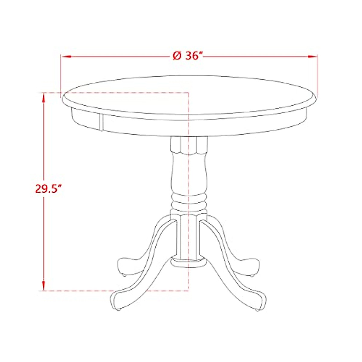 East West Furniture Dining Table, 36x36 Inch, AMT-ABK-TP