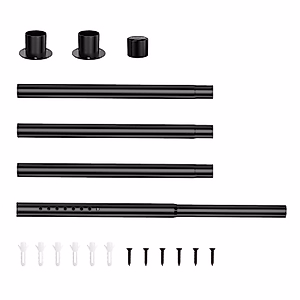 Closet Rod | 63-70 Inch Adjustable | 1.26 Inch Diameter | Heavy Duty Closet Rods for Hanging Clothes | Premium Metal Closet Poles for Closet, Wardrobes, Windows | Black