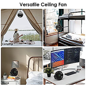 Minthouz Portable Camping Fan, 4000mAh Rechargeable Battery Operated Fan with Hook, 4-Speed USB Fan with Hanging Rope, 360° Adjustable Personal Fan for Desktop Tent Treadmill RV Golf Cart