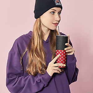 thmasamwr Cute Mouse Skinny Tumbler With Straw and Lid, Stainless Steel 20oz Insulated Coffee Travel Mug, Cartoon Mouse Gifts Cups for Women and Girls