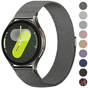 Meliya Metal Band Compatible with Samsung Galaxy Watch 7 Band 40mm 44mm, Galaxy Watch FE Bands 40mm, 20mm Stainless Steel Replacement Strap for Galaxy Watch 7 Band Women Men (Graphite)