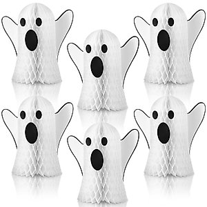 Bencailor Halloween Ghost Table Decorations Halloween Honeycomb Centerpieces Ghost Table Centerpiece Halloween Party Decoration Ghost Table Topper for Halloween Party Home Room Desk Decor (6 Pcs)