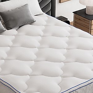 Belffin Pillow Top Mattress Topper Twin Size, Mattress Pad Cover with 8-21 Inch Deep Pocket, Bed Mattress Protector for Back Pain Relief, Soft Breathable Overfilled Down Alternative Filling, White