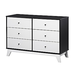 Little Seeds Rowan Valley Flint 6-Drawer Dresser, Black/White