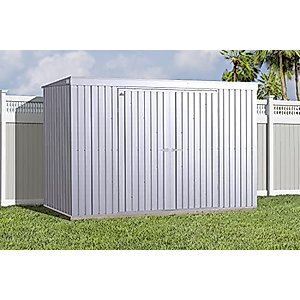 Arrow Shed Elite 10' x 4' Outdoor Lockable Pent Roof Steel Storage Shed Building, Silver