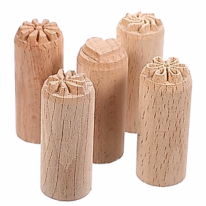 VILLCASE 2cm Wooden Stamp Clay Decorative Stamp Pottery Tool Stamp Homemade Pasta Tools Round Shape Printing Stamp Pottery Stamp Stamps for Textured Hand Roller DIY Tools Cookies Moon Cake