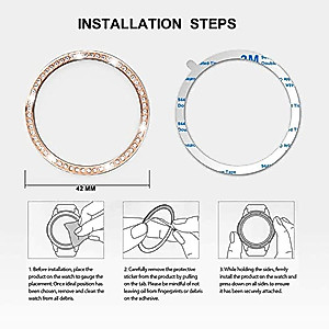 DEALELE Cases Compatible with Samsung Gear Sport/Galaxy Watch 42mm / Galaxy Watch 4 Classic 42mm, Bling Rhinestone Diamond Metal Steel Bezel Ring Cover Replacement for Women Men (Rose Gold)