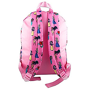 Disney Princess Backpack with Lunch Box for Girls Kids - 16" Princess Backpack, Disney Princess Lunch Box, Water Pouch, Stickers, More | Disney Princess Backpack and Lunch Box Set
