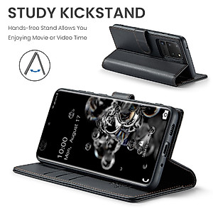 FLIPALM for Samsung Galaxy S20 Ultra 6.9"(Non S20/S20+) Wallet Case with RFID Blocking Credit Card Holder, PU Leather Flip Kickstand Shockproof Cover Women Men for Samsung S20 Ultra Phone case(Black)