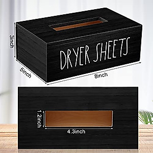 Dryer Sheet Holder Dispenser Container Dryer Sheet Storage Box for Laundry Room Decor Light Luxury Style Fabric Softener Dispenser for Organizing Decorations (Black,Wood)