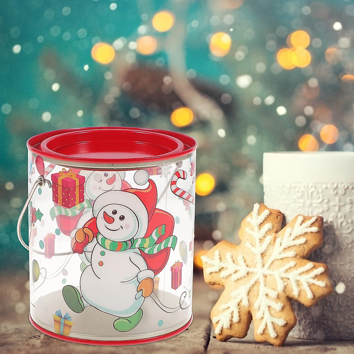 Cabilock 8pcs Portable Cylinder Airtight Cookie Container Candy Containers for Cookie Containers for Giving Christmas Empty Tin Holiday Cookie Box Metal Christmas Jar Seal