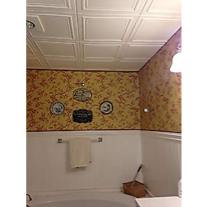 A La Maison Ceilings R24 Line Art Foam Glue-up Ceiling Tile (128 sq. ft./Case), Pack of 48, Plain White